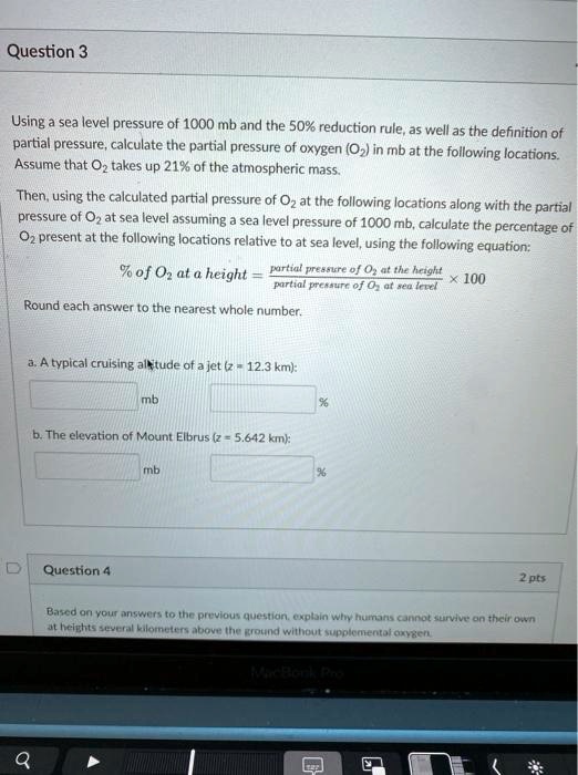 question 3 using sea level pressure of 1o00 mb and the 50 reduction ...