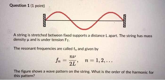 question 1 1 point a string is stretched between fixed supports a distance l apart the string ...