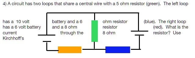 SOLVED: 4) A circuit has two loops that share central wire with ohm ...