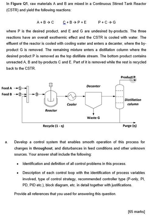 SOLVED: In Figure Q1, raw materials A and B are mixed in a Continuous ...