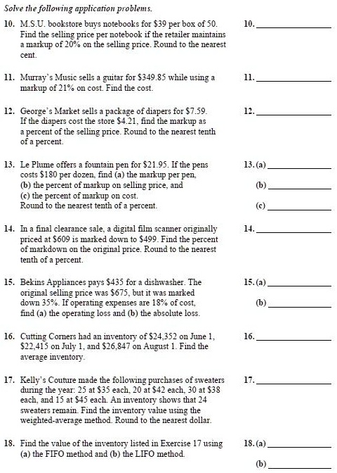 SOLVED: 10. M.S.U. bookstore buys notebooks for 39 per box of 50.Find the selling price per ...