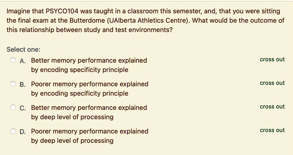 Imagine that PSYCO104 was taught in a classroom this semester, and ...