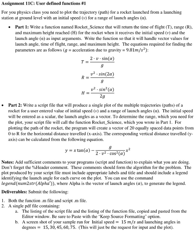 SOLVED: Matlab Question: Thank you!! Assignment 11C: User-defined ... SOLVED: Matlab Question: Thank you!! Assignment 11C: User-defined ...
