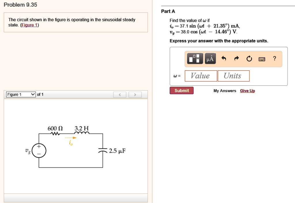 problem 935 part a the circuit shown in the figure is operating in the sinusoidal steady state ...