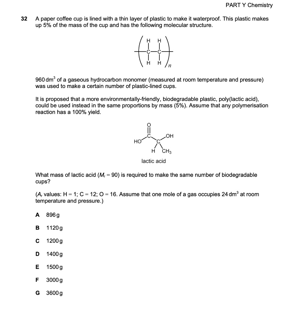 part y chemistry 32 a paper coffee cup is lined with a thin layer of ...