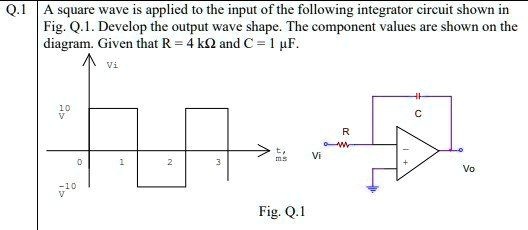 SOLVED: Q.1 A square wave is applied to the input of the following ...