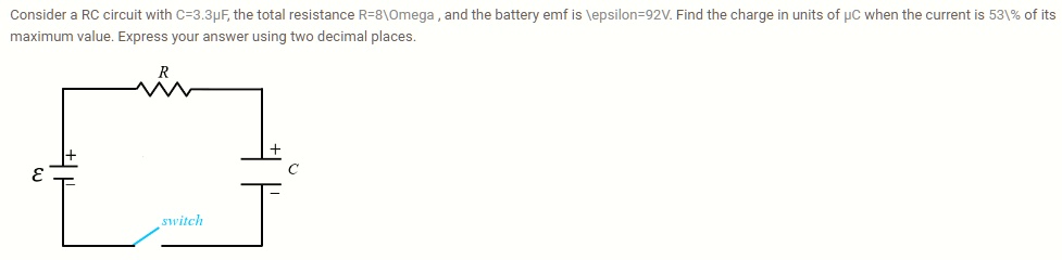 SOLVED: Consider a Rc circuit with C=3.3F, the total resistance R ...