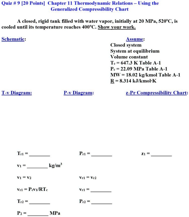 SOLVED: Quiz#9[20 Points] Chapter 11 Thermodynamic Relations-Using the ...