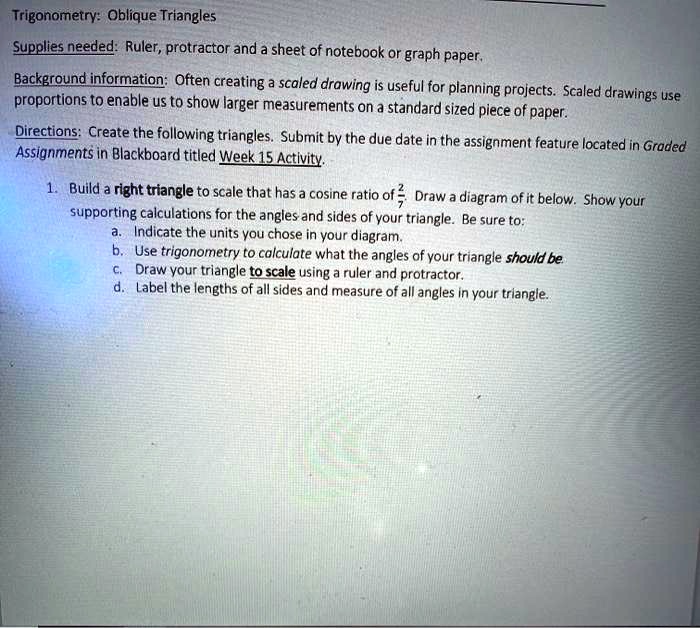 SOLVED:Trigonometry: Oblique Triangles Supplies needed: Ruler ...