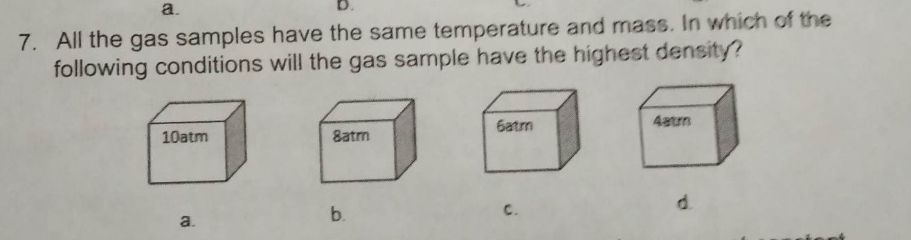 SOLVED: 7. All the gas samples have the same temperature and mass. In ...