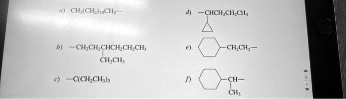 SOLVED: Give the IUPAC name for each of the following alkyl groups and ...