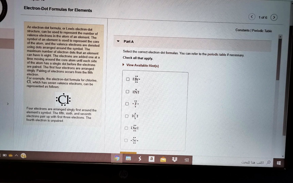 SOLVED: Electron-Dot Formulas for Elements 1 of 6 An electron-dot formula, Lewis electron dot ...