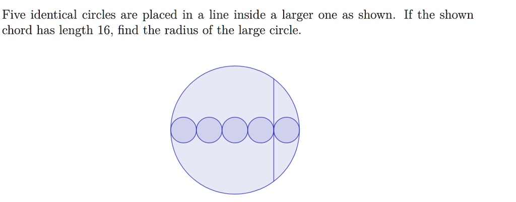 SOLVED: Five identical circles are placed in a line inside a larger one ...