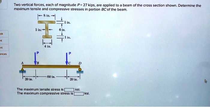 two vertical forces each of magnitude p 27 kips are applied to beam of ... two vertical forces each of magnitude p 27 kips are applied to beam of ...
