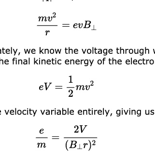 SOLVED: mv? evB Lately, we know the voltage through the final kinetic ...