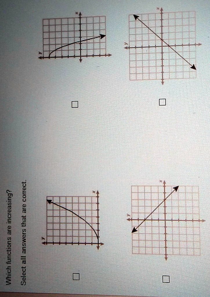 Which functions are increasing? Select all answers that are correct.