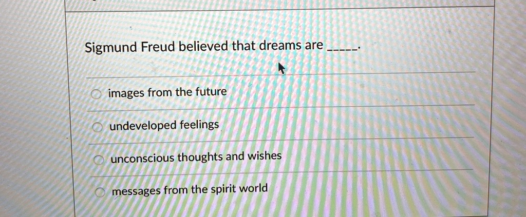 Sigmund Freud believed that dreams are . images from the future ...
