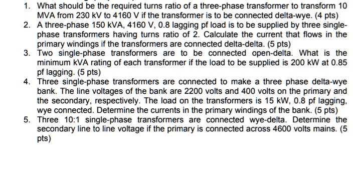 SOLVED: What should be the required turns ratio of a three-phase ...