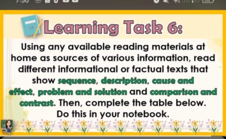 Using any available reading materials at home as sources of various ...
