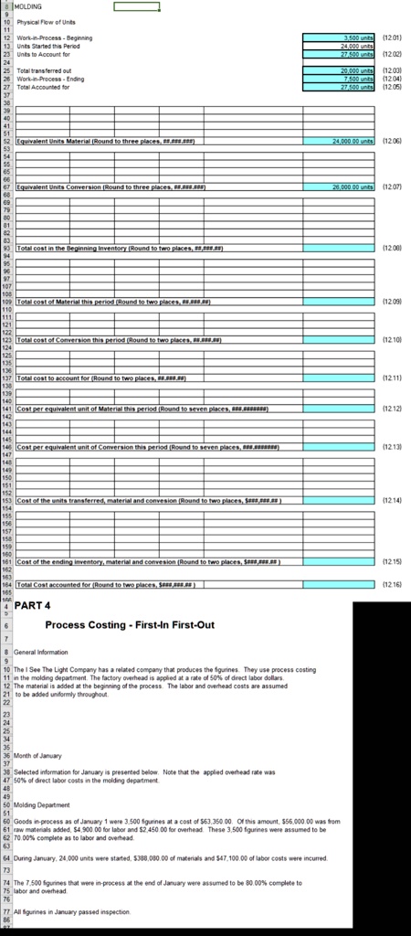 SOLVED: Accounting Cybertext I SEE THE LIGHT part 4: Process Costing ...