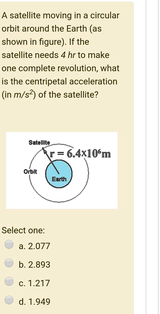 SOLVED: A satellite moving in a circular orbit around the Earth (as ...