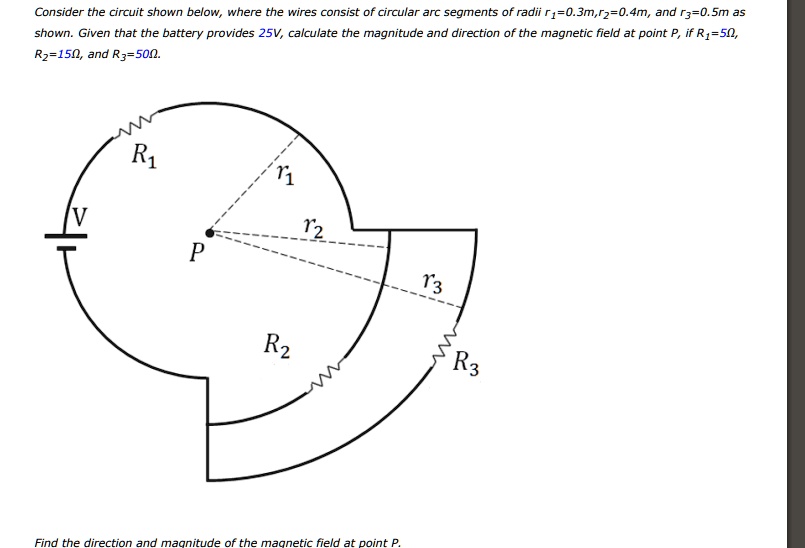 SOLVED: Consider the circuit shown below, where the wires consist of circular arc segments of ...