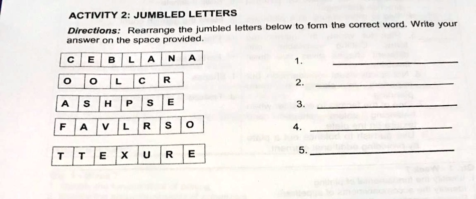 SOLVED ACTIVITY 2 JUMBLED LETTERS Directions Rearrange The Jumbled SOLVED ACTIVITY 2 JUMBLED LETTERS Directions Rearrange The Jumbled