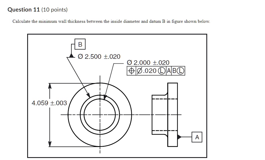 SOLVED: Calculate the minimum wall thickness between the inside ...