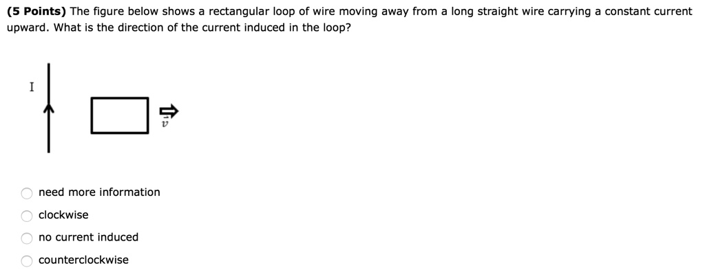 SOLVED: (5 Points) The figure below shows a rectangular loop of wire moving away from long ...