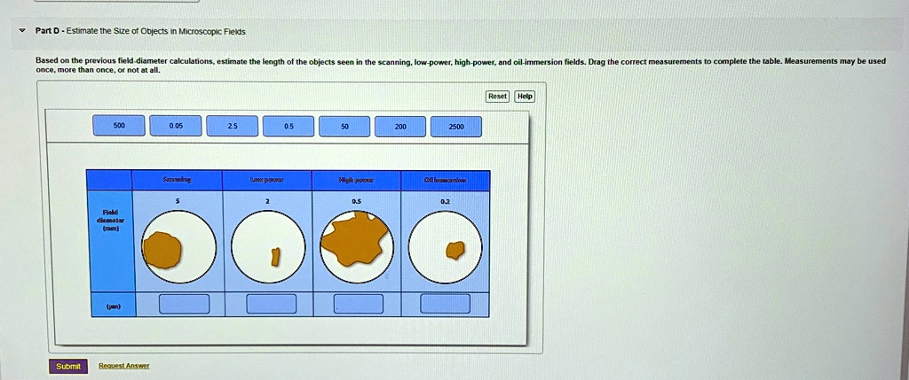 Part D - Estimate the Size of Objects in Microscopic Fields Based on ...