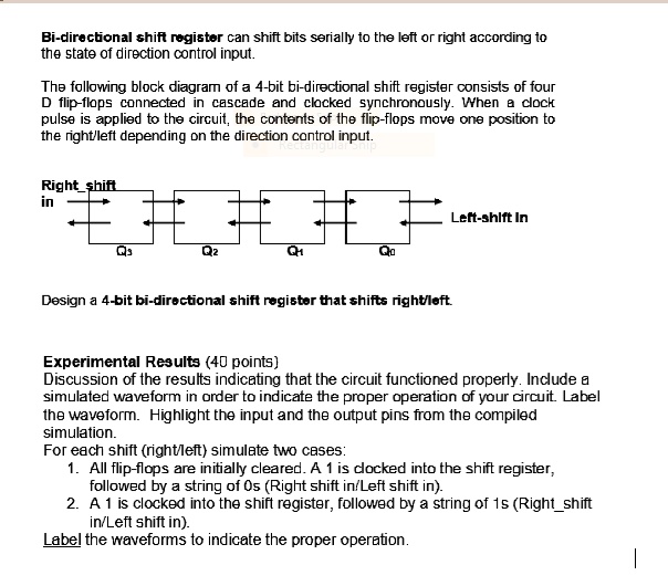 Bi-directional shift register can shift bits serially to the left or ...