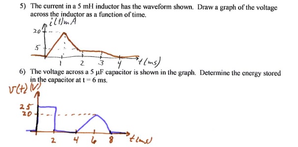 SOLVED: Show Clear Work 5 The current in a 5 mH inductor has the ...