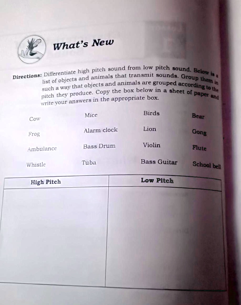SOLVED: Differentiate high pitch sound from low pitch sound. Below is a ...
