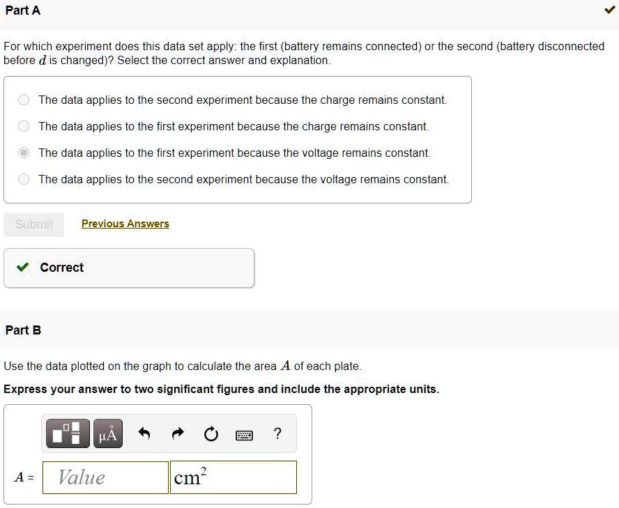 Part A For which experiment does this data set apply: the first ...