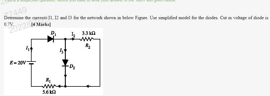 Determine the currents I1, I2 and I3 for the network shown in below Figure. Use simplified model ...
