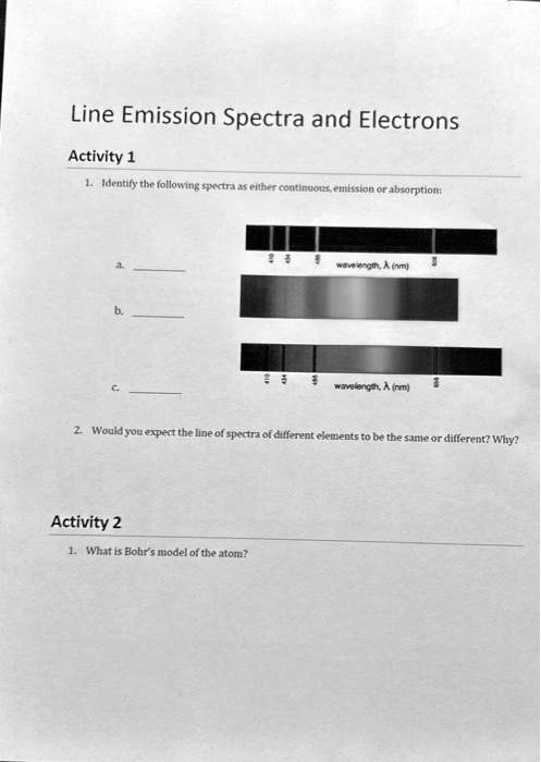 SOLVED: Texts: Line Emission Spectra and Electrons. Activity 1 1 ...