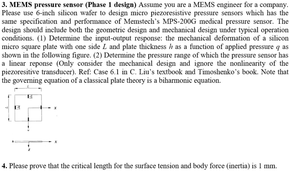 3. MEMS pressure sensor (Phase 1 design) Assume You a… - SolvedLib