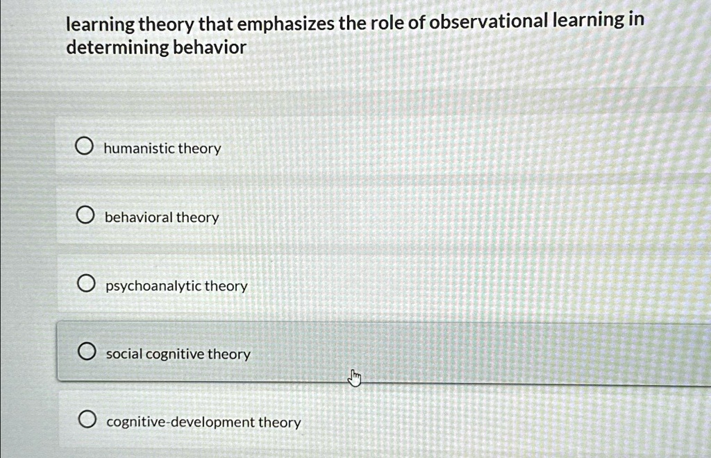 learning theory that emphasizes the role of observational learning in ...