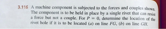 3116 a machine component is subjected t0 the forces and couples shown the component is to be ...