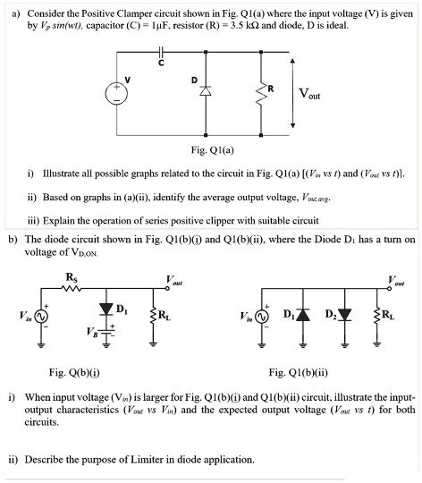 Solved Text A Consider The Positive Clamper Circuit Shown In Fig Q1a Where The Input 