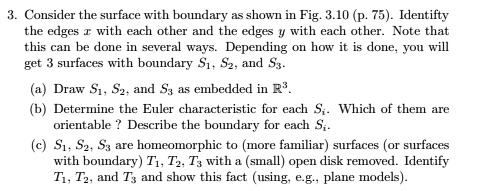 SOLVED: Consider the surface with boundary shown in Fig: 3.10 (P. 75) Identifty the edges with ...