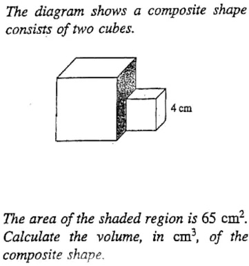 The diagram shows a composite shape consists of two cubes. 4 cm The ...