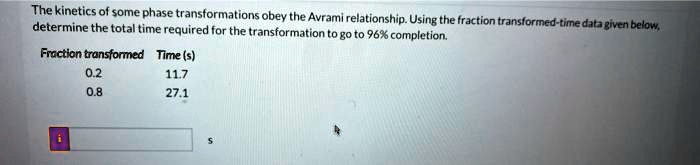 SOLVED: The kinetics of some phase transformations obey the Avrami ...