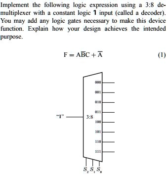 Implement the following logic expression using a 3:8 demultiplexer with ...
