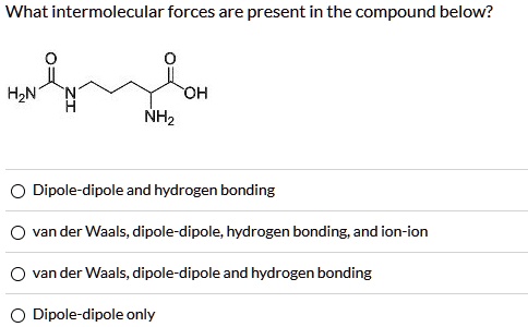 SOLVED: What intermolecular forces are present in the compound below ...