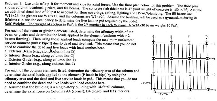 problem 1 use units of kip ft for moment and kips for axial forcesuse ...