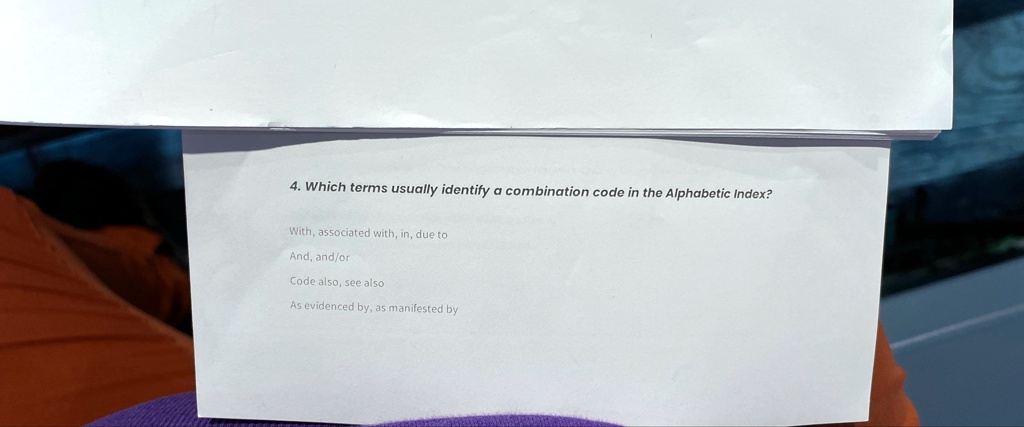 SOLVED: Which terms usually identify a combination code in the ...