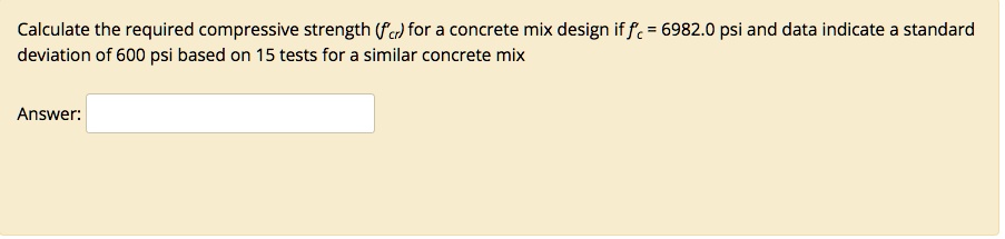 calculate the required compressive strength fcr for concrete mix design ...