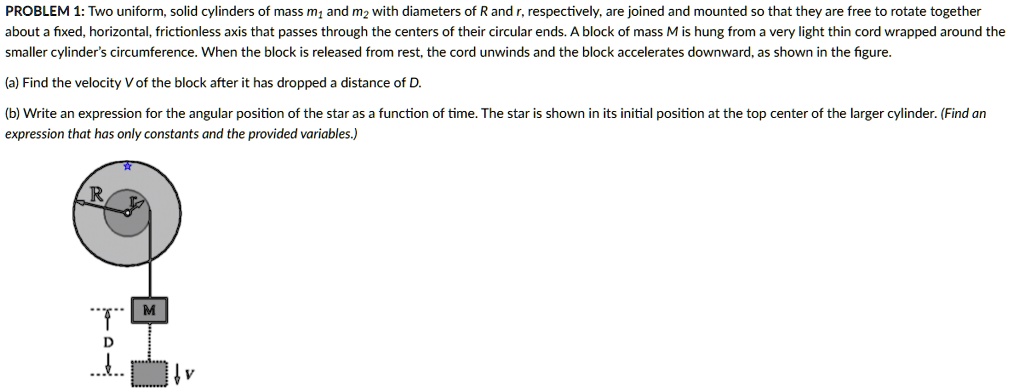 SOLVED: PROBLEM 1: Two uniform; solid cylinders of mass mi and mz with ...