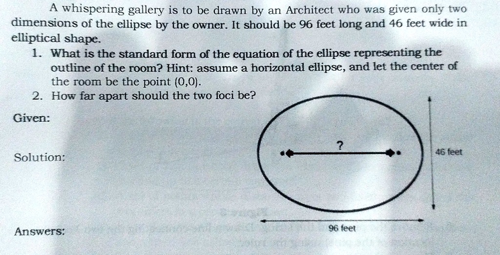 SOLVED: whispering gallery is to be drawn by an Architect who was given ...